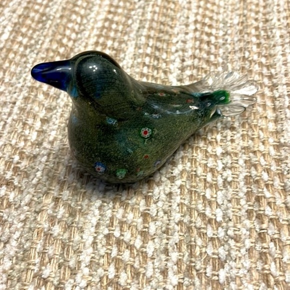 Murano | Art | Murano Green Blown Glass Bird W Millefiori Gold Fleck ...